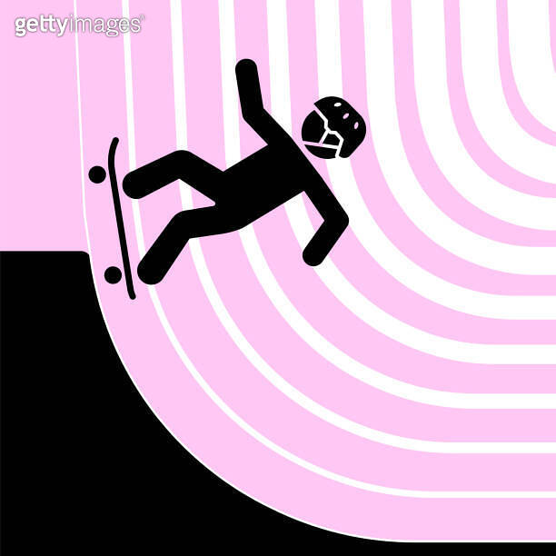 Pictogram of a person riding skateboard on a ramp. (891820058) 일러스트, 무료 ...