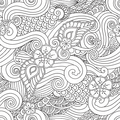 Abstract hasian stylized ornament seamless pattern with flowers and ...
