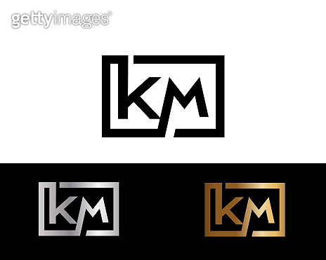 KM Box Shape icon. Letter Design Vector with Black Gold Silver Colors ...