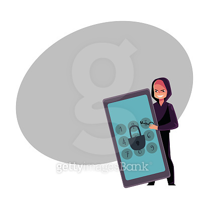 Hacker breaking phone, smartphone pin code, cracking screen lock 이미지 ...