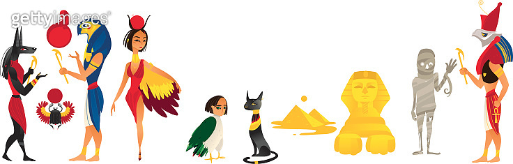 vector cartoon flat Egypt gods set isolated 이미지 (842015824) - 게티이미지뱅크
