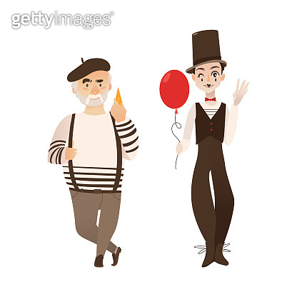 French characters, typical artist and mime (852170856) 일러스트, 무료 일러스트 ...