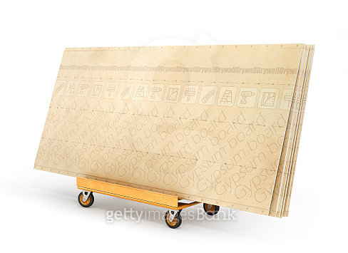 Stack of gypsum boards isolation on a white background. 3d illustration ...