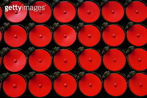 Elements of rockets of volley fire. Background. Close-up 이미지 (837696994 ...