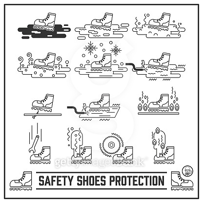 Set of Icon and Symbols of Safety Shoes Protection (690313548) 일러스트, 무료 ...