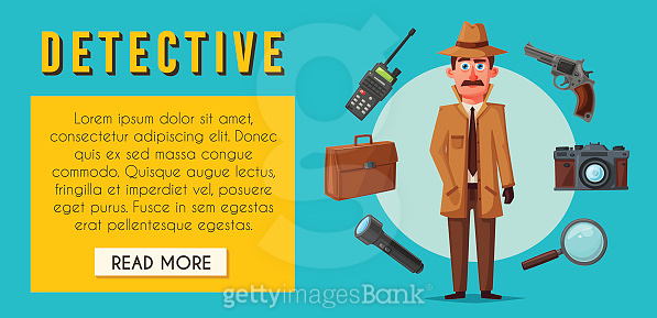 Funny detective character. Cartoon vector illustration (805543846) 일러스트 ...