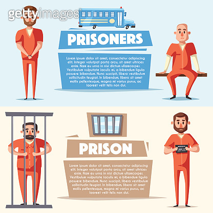 Prison with prisoner. Character design. Cartoon vector illustration ...