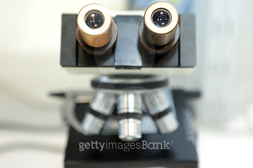 Medical microscope. Professional pharmaceutical microscope. Study of ...