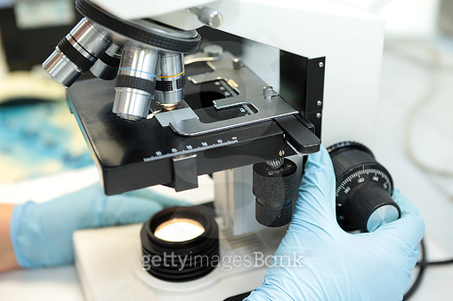 Medical microscope. Professional pharmaceutical microscope. Study of ...