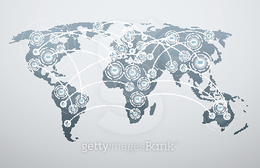 World map with global connections. Concept of connecting people to ...