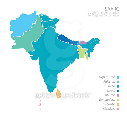 Map of South Asian Association for Regional Cooperation (SAARC) 이미지 ...