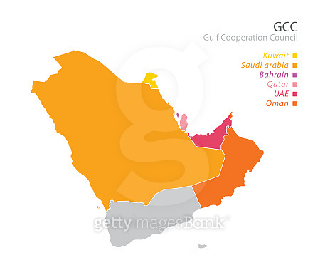 Map of the Gulf Cooperation Council (GCC)'s members. (694337592) 일러스트 ...