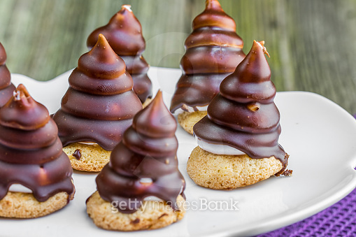 Detail on a Czech traditional sweet desserts 'indianek' on White Plate ...