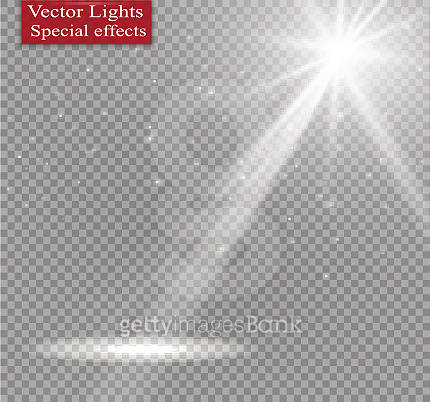 Realistic white gray glowing spotlights on transparent laid background ...