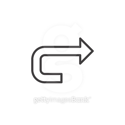 Forward arrow line icon, outline vector sign, linear style pictogram ...
