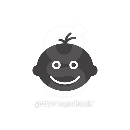 Smiling baby face icon vector, filled flat sign, solid pictogram ...