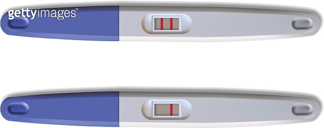 Vector realistic blue positive and negative pregnancy tests. 이미지 ...
