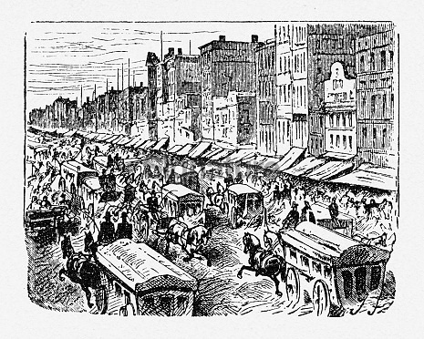 5th Avenue, New York City Victorian Engraving, 1872 이미지 (647015348 ...