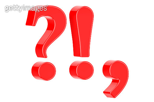 Red punctuation marks, 3D rendering isolated on white background 이미지 ...