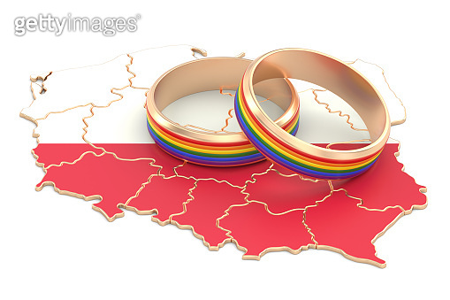 Polish map with LGBT rainbow rings, 3D rendering 이미지 (830806056) - 게티이미지뱅크