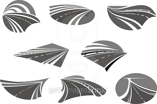 Road, highway, freeway and roadway icon set (685371852) 일러스트, 무료 일러스트 ...