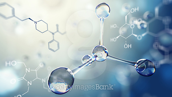 3d illustration of molecule model. Science background with molecules ...