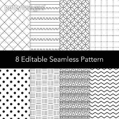 Black and white paper seamless pattern. Editable Swatch pattern vector ...