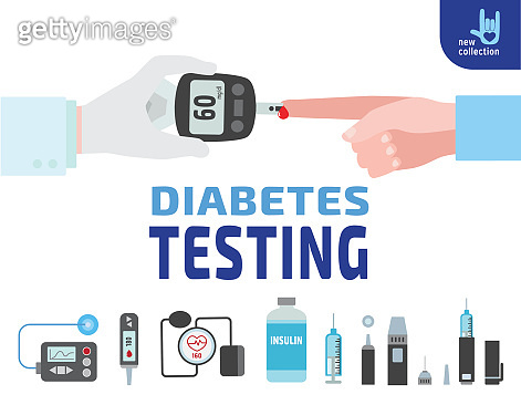 Diabetes testing. Doctor holds in hand the meter measures the blood ...