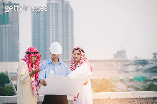 Muslim Business and Engineer working concept: Engineers and two Muslim ...