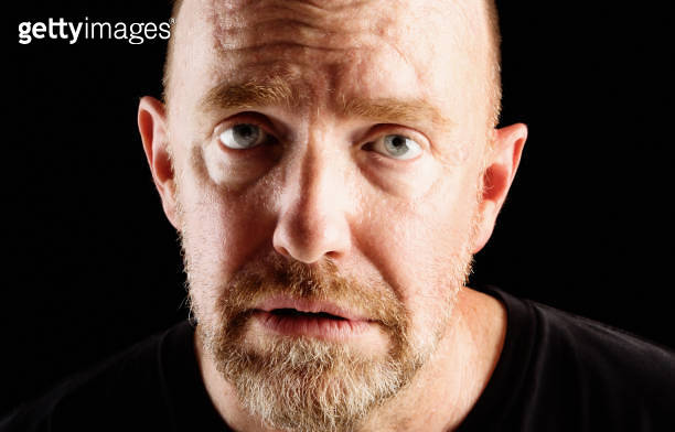 Very sad mature balding man looks worried and depressed 이미지 (678486252 ...