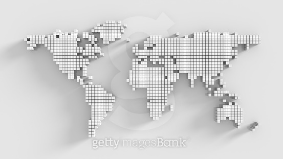 White box World map. Abstract World map.3D rendering 이미지 (686308782 ...