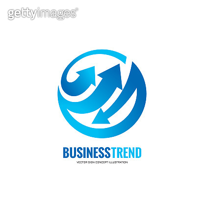 Business trend - vector icon concept illustration. Arrows into circle ...