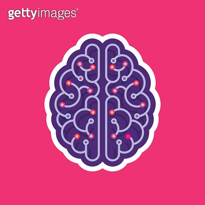 Digital human brain - vector logo concept illustration in flat style ...