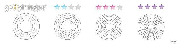 vector illustration of set of 4 circular mazes for kids at different ...