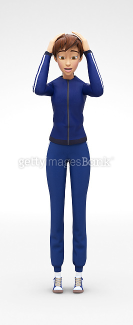 Panicky, Restless and Discouraged Jenny - 3D Cartoon Female Character ...