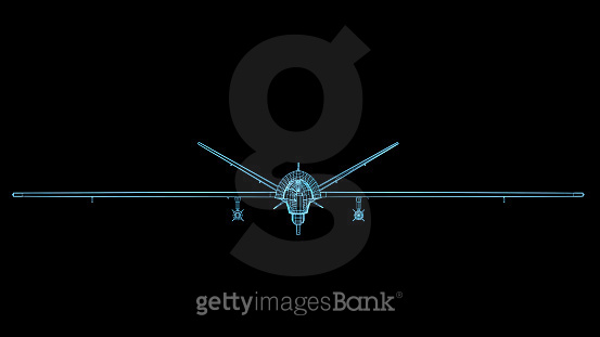 Military UAV front view 3D Wireframe render (645936132) - 게티이미지뱅크