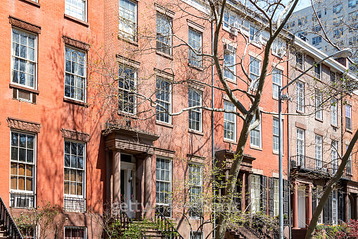 Block of historic buildings near Washington Square Park in New York ...