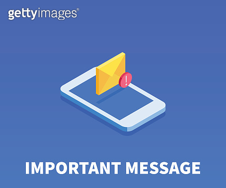 Envelope, Important message icon, illustration, vector symbol in flat ...