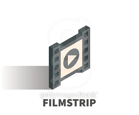 Filmstrip icon, vector symbol in isometric 3D style isolated on white ...