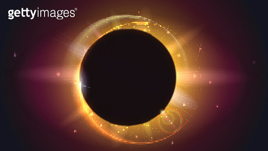 Glow light effect. The planet covering the Sun in eclipse, Moon passes ...