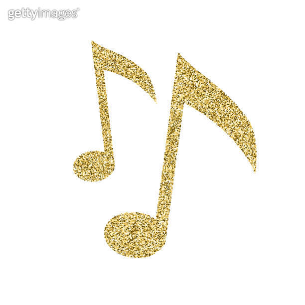 Musical notes icon with glitter effect, isolated on white background ...