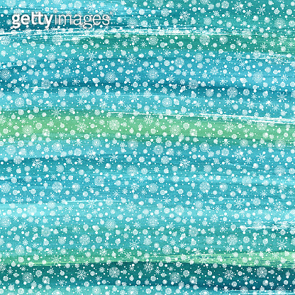 Christmas and Happy New Year background. Hand drawn turquoise blue ...