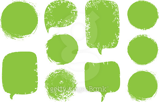 Vector collection of green speech bubbles, labels, shapes isolated on ...
