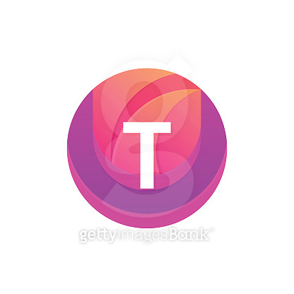 Letter T abstract circle shape element. Vector round company icon sign ...