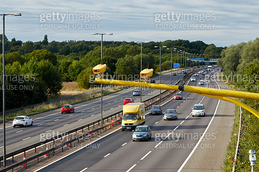 Traffic on the British motorway M5: West Bromwich,Birmingham,Uk 이미지 ...