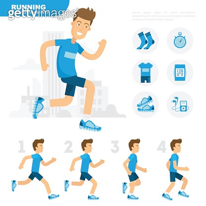Running man animation sprite set. Flat cartoon style vector ...