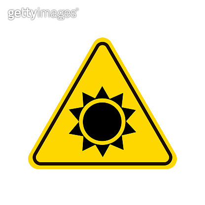 Optical radiation warning sign. Danger-warning-attention sign Sun. Sun ...