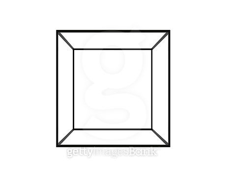 3D Black Empty Box Frame isolated on white background, clipping path ...