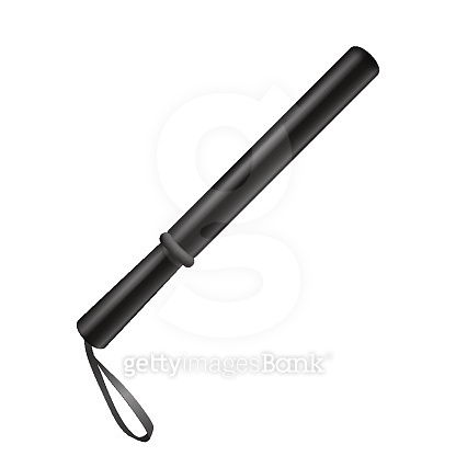 Black Rubber Baton Vector. Illustration Of Police Bat. Police Stick ...