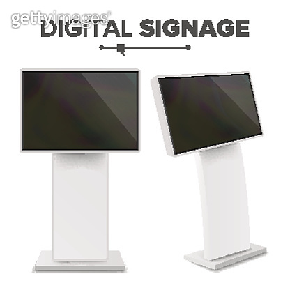 Digital Terminal With Touch Screen Vector. Interactive Digital ...